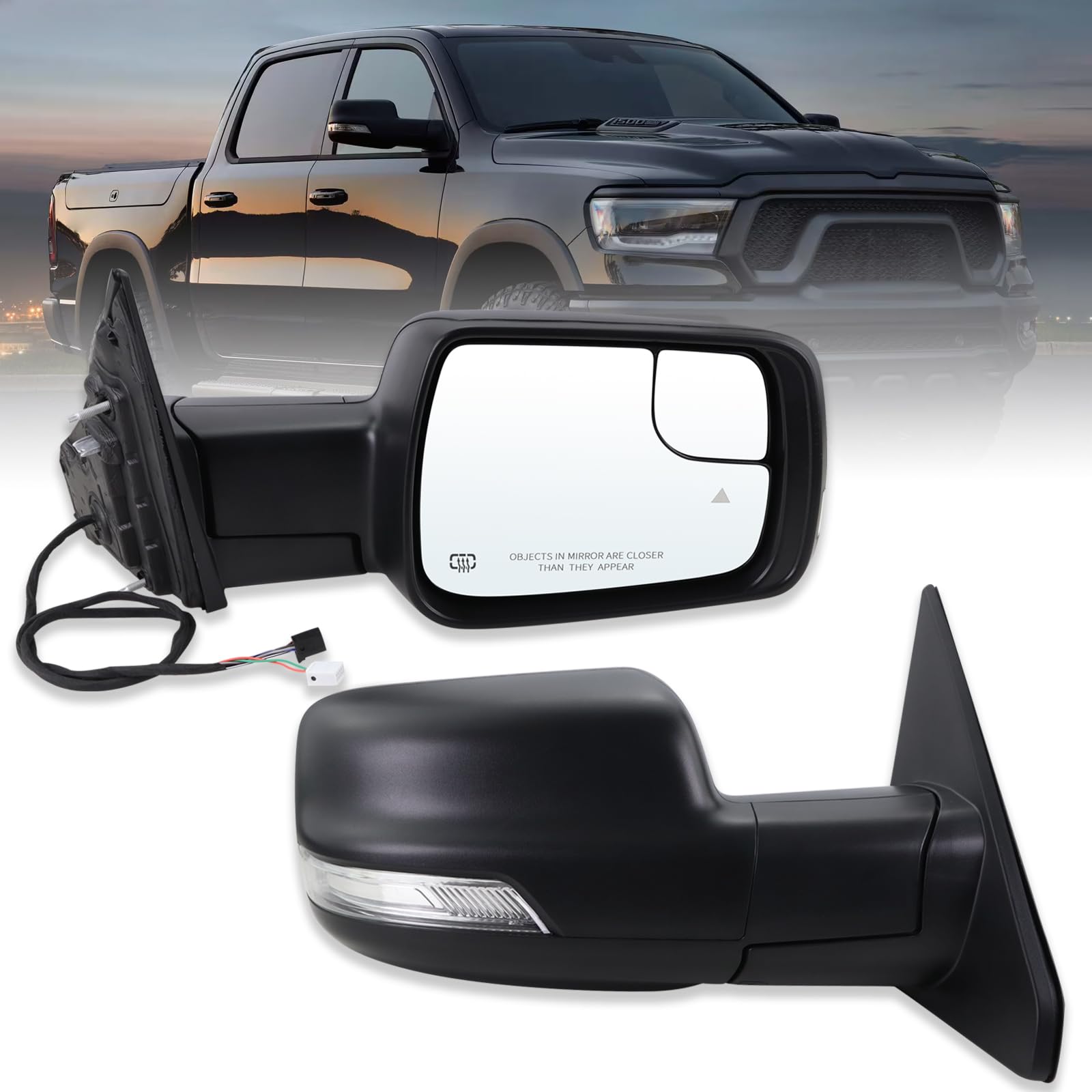 Lqito Right Passenger Side Mirror Compatible With 2019-2025 Ram 1500 ...