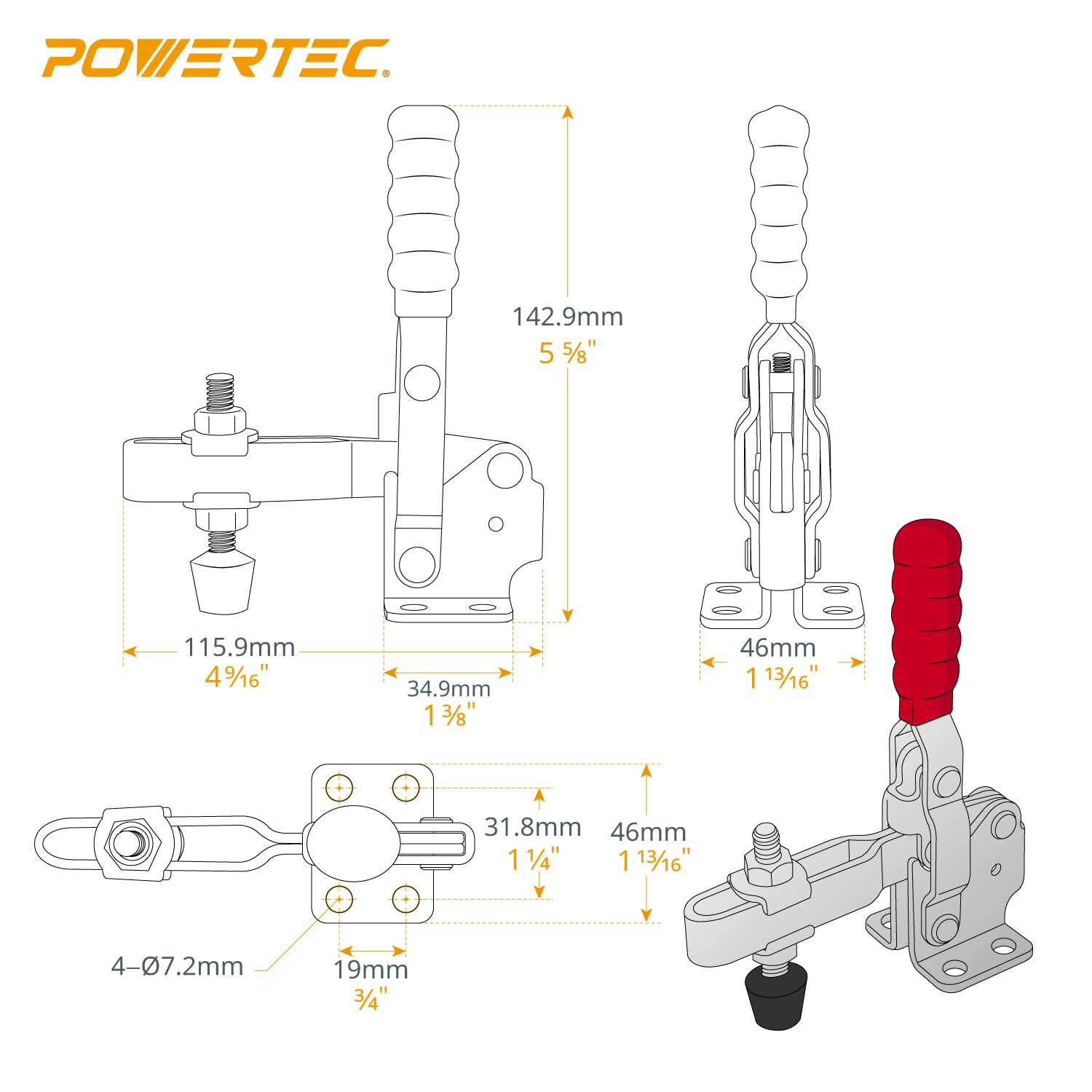 Mua POWERTEC 2PK Toggle Clamp, 500 lbs Holding Capacity, 12130 Quick ...