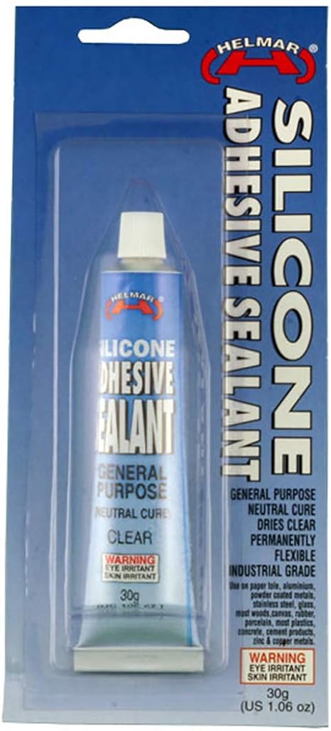 Helmar 30 ml Silicone Adhesive Sealant tube Hang Carded, Clear: Amazon ...