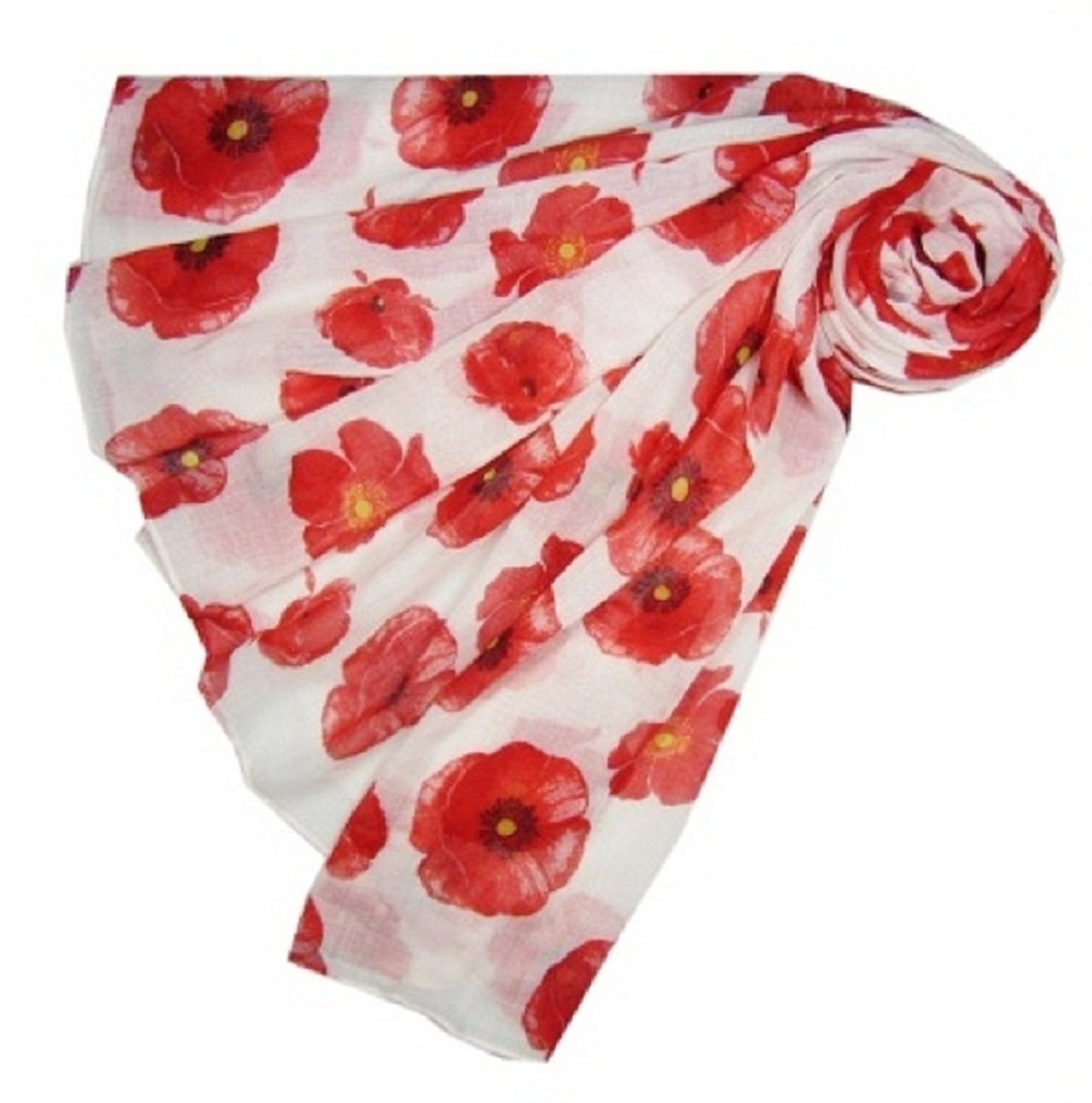 Poppy Print Floral Scarf Commemoration Day Poppy Scarf Wrap Scarf - Red ...