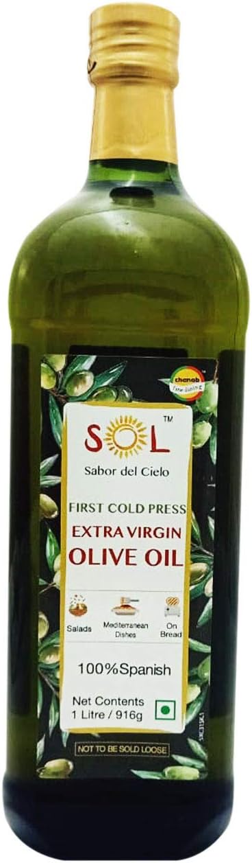 Sol 100% Spanish Extra Virgin Olive Oil Glass Bottle (1L): Amazon.in ...