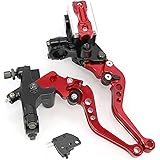 Amazon.com: MZS Red 7/8 Levers Set Brake Master Cylinder Clutch Lever ...