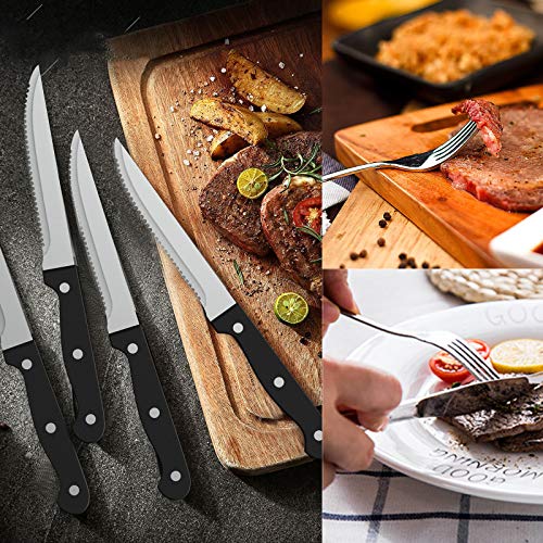 Umite Chef 56-Piece Silverware with Steak Knives and Serving Utensils ...