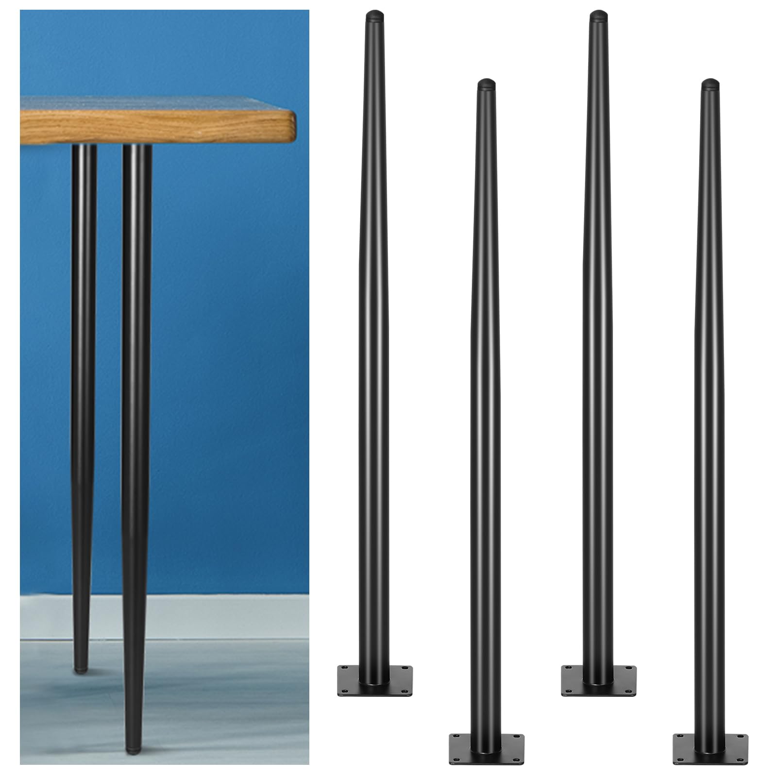 DoubleFill 4 Pack Metal Table Legs Round Tapered Furniture Legs Heavy ...
