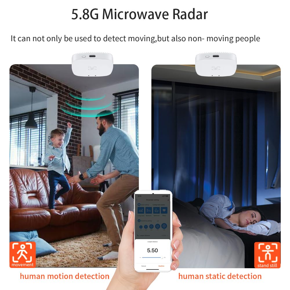 Mua MmWave Human Presence Sensor,WiFi Millimeter Wave Radar Detection ...