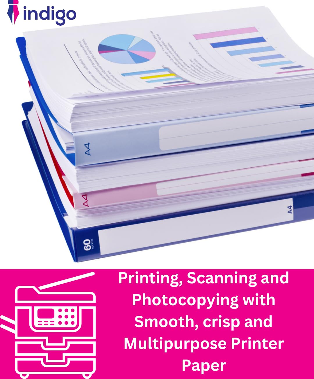 Mua indigo® Premium 75/80 gsm A4 White Printer Copier Paper 5 Reams of ...