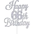 Amazon.com: Happy 66th Birthday Cake Toppers Silver Glitter, Cheers to ...