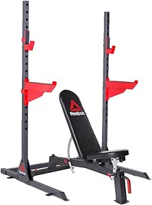 Amazon.com : Reebok Deluxe Utility Training Bench and Squat Rack Set ...