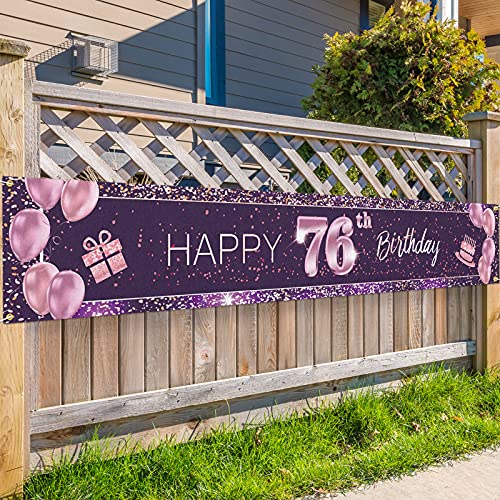 PAKBOOM Happy 76th Birthday Backdrop Banner Cheers to 76 Years Old ...