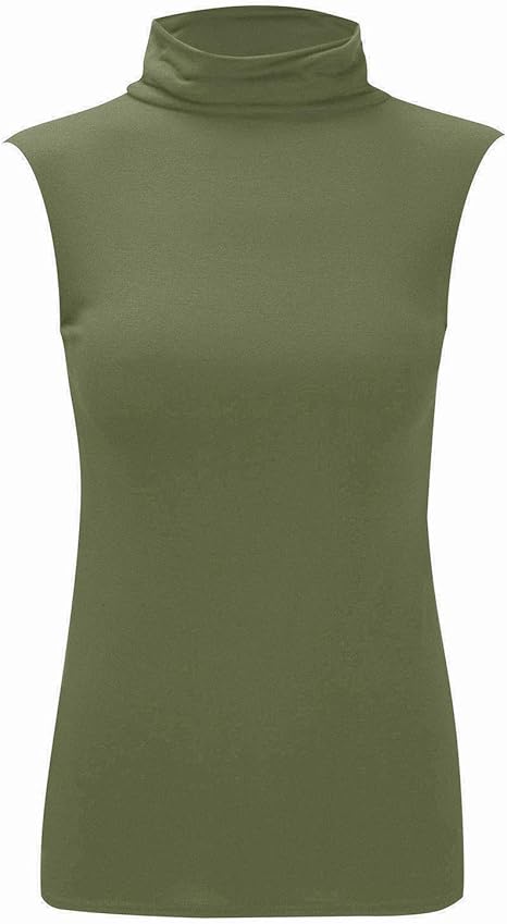 GenerationGap Womens Rollback Sleeveless Polo Neck Top_Grey_M/L ...