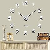 Amazon.com: SIEMOO 3D Frameless DIY Wall Clock, Large Wall Clock Kit 3D Mirror Number Stickers ...
