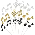 Amazon.com: Healifty 18PCS Glitter Music Notation Birthday Cake Toppers ...