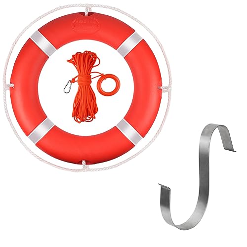 Life Ring, 23" Boat Safety Throw Rings with Water Floating Lifesaving Rope, Life Rings for Boats ...
