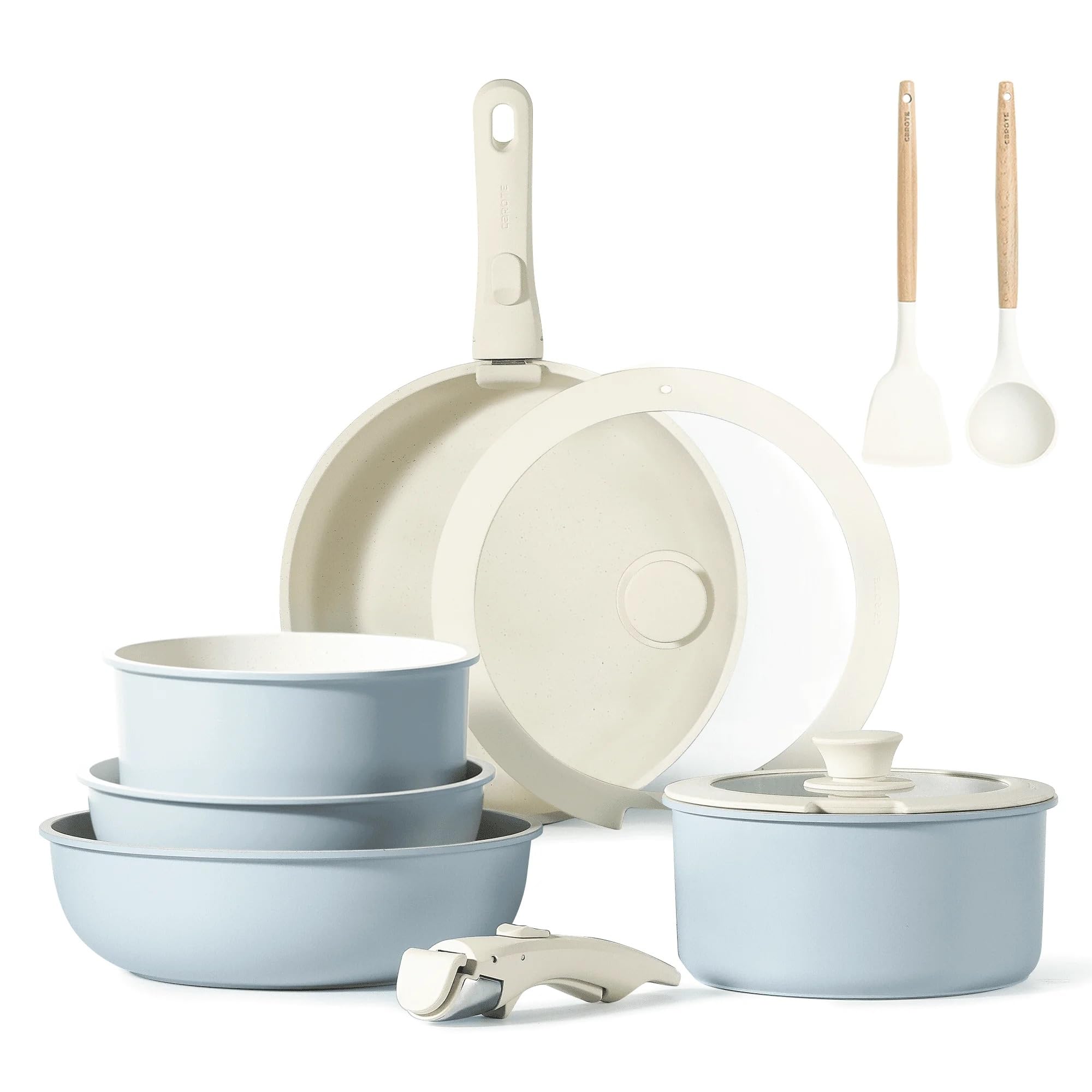 CAROTE Pots and Pans Set, Nonstick Cookware Set Detachable Handle ...