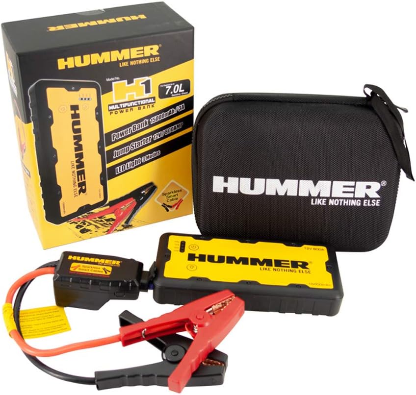 Hummer H1 Mini Jumpstarter/Charger 15.000mAh + LED Light, Yellow/Black ...