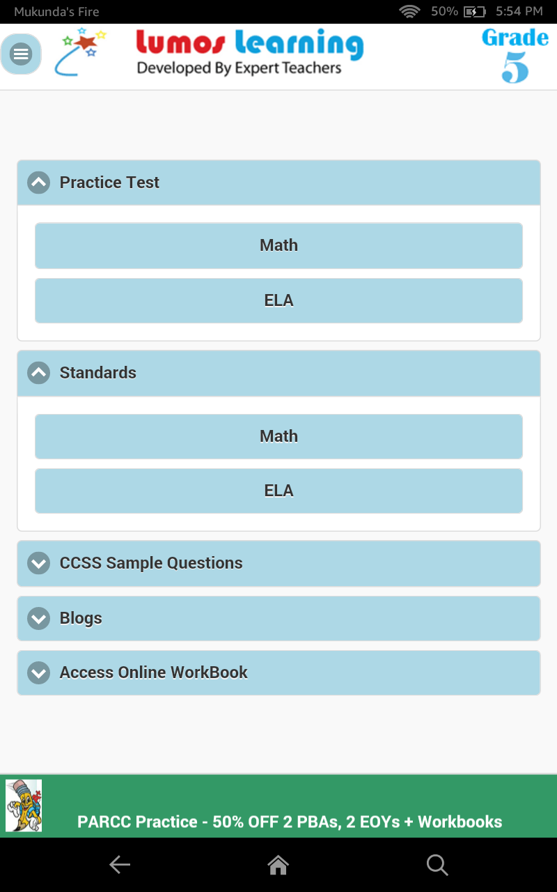 Math ELA Grade 5 - Common Core,PARCC,SBAC Practice:Amazon.com:Appstore ...