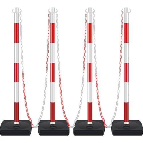 OranLite 4 Pack Portable Work Zone Chain Post Set, Premium Crowd ...