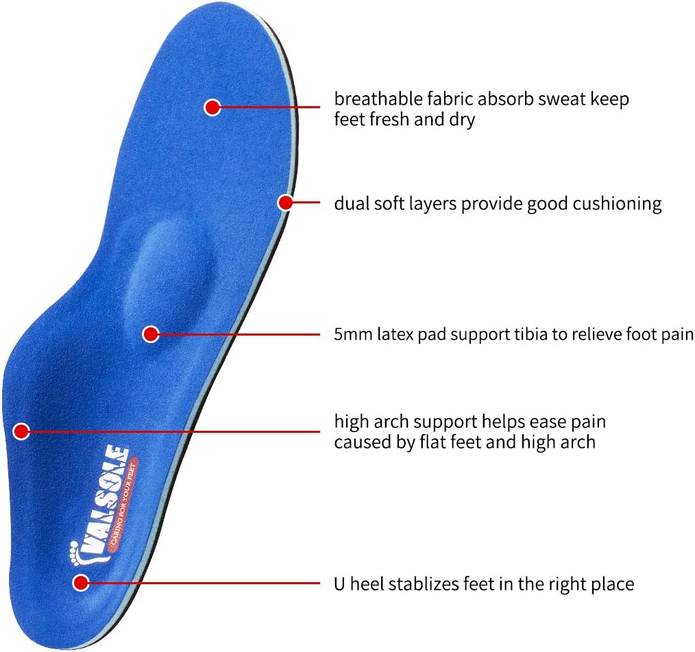 Valsole Orthotic Insole High Arch Foot Support Soft Medical Functional ...