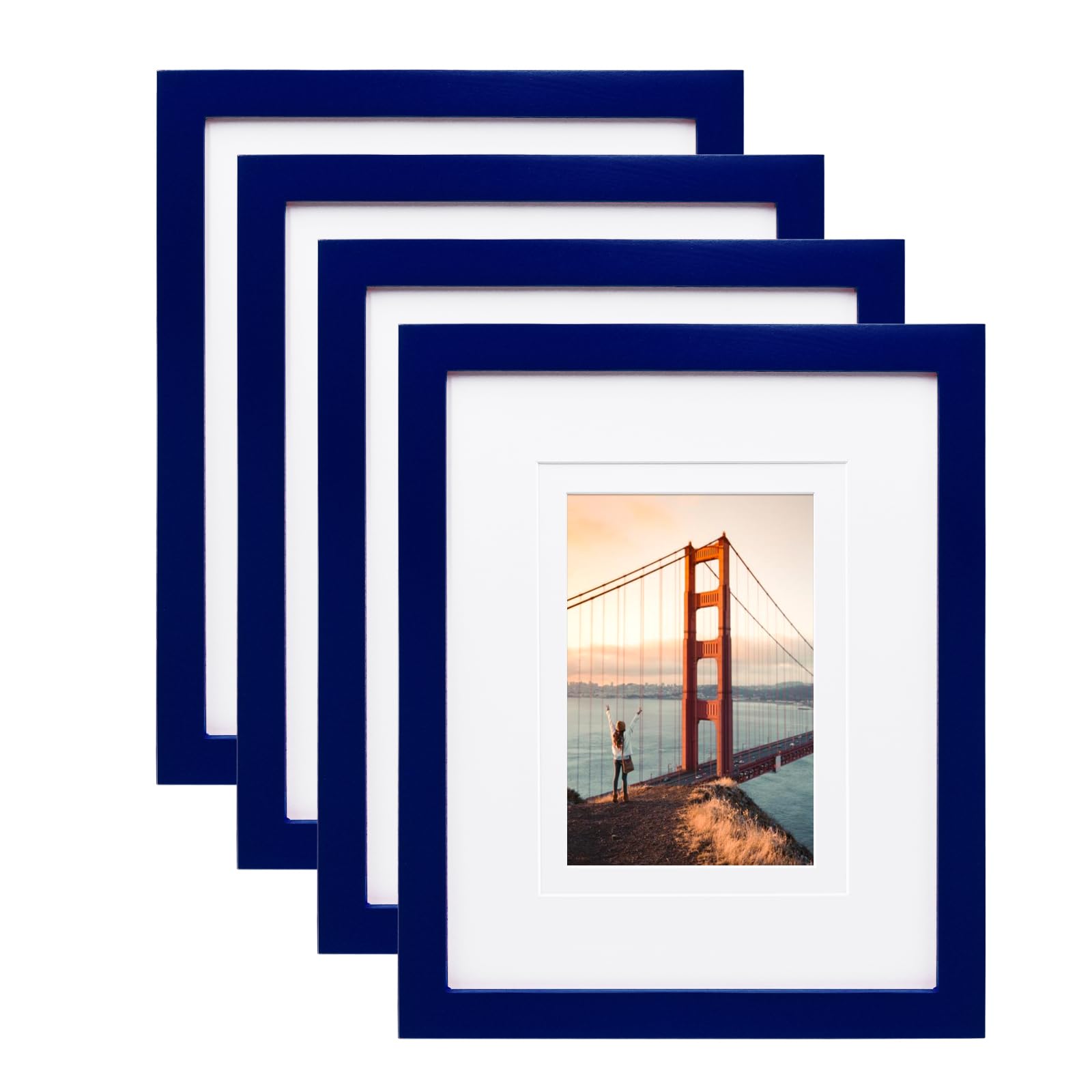 KINLINK 8x10 Picture Frames Navy, Wood Frames with Acrylic Plexiglass ...