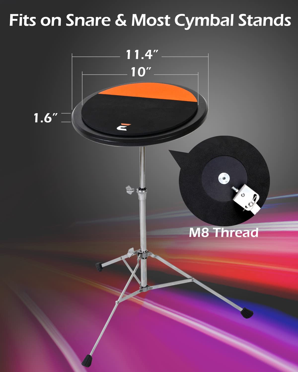 Mua 10” Drum Practice Pad, Dual Surface & Mountable, Orange & Black ...
