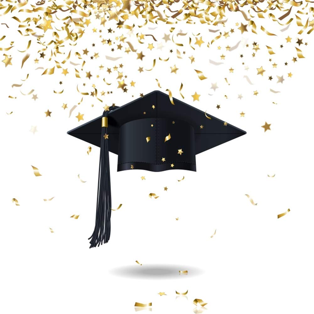 Buy AOFOTO 8x8ft Black Mortarboard Graduation Backdrop Class of 2021 ...