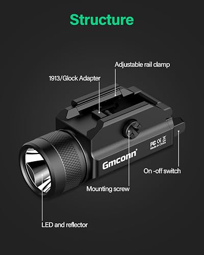 Lightgun USB GMCONN 1250 Lumen Tactical Flashlight - Picatinny Rail ...