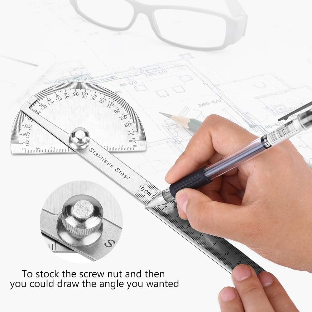 Metal Ruler – Delaman Stainless Steel 0-180 Degree Protractor Arm ...