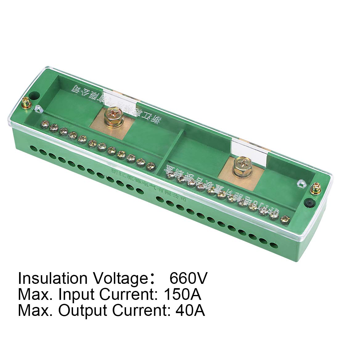 Industrial Electrical uxcell 2 Inlet 16 Outlet Terminal Strip Blocks 660V 150A Single Phase ...