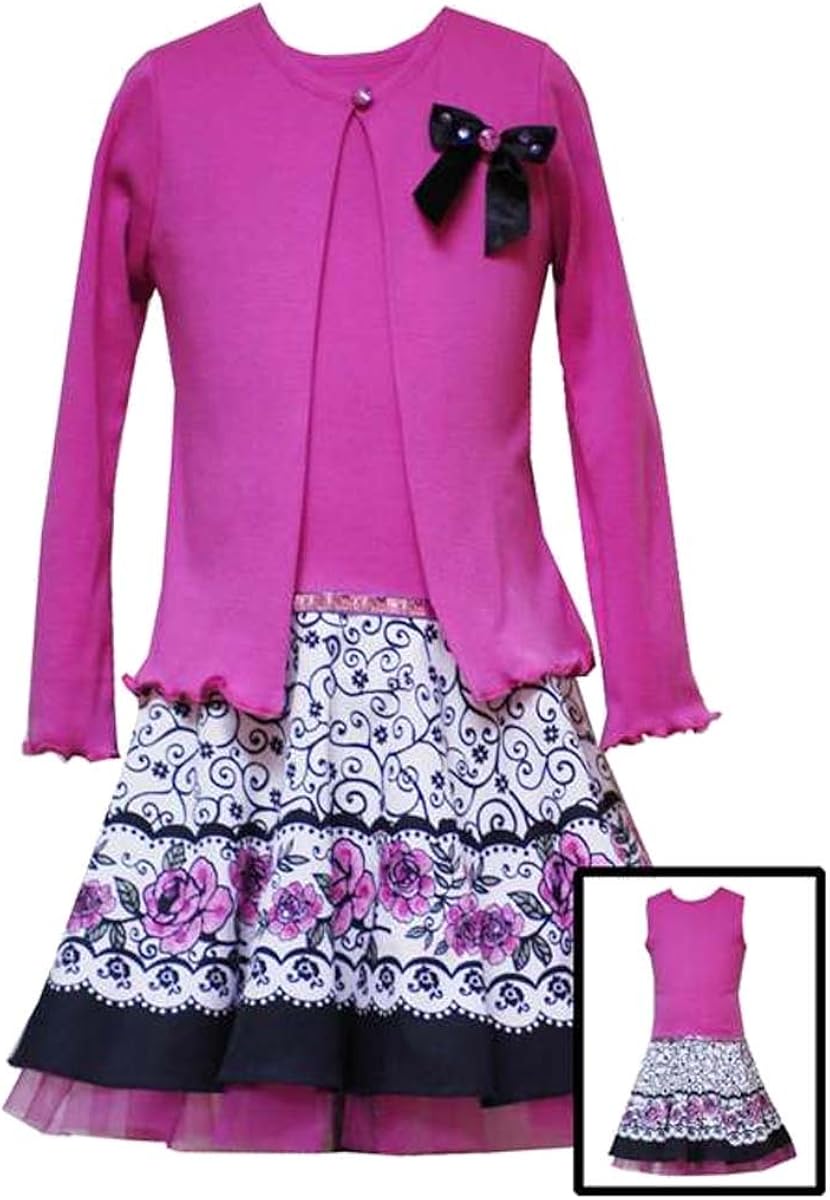 Amazon.com: Rare Editions Girls 7-16 PINK BLACK WHITE SEQUINED FLORAL ...