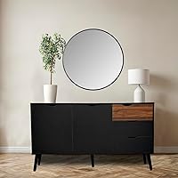 MOBI Bufetera de Madera Modelo Bali Color Avellana y Negro Largo 150 cm ...