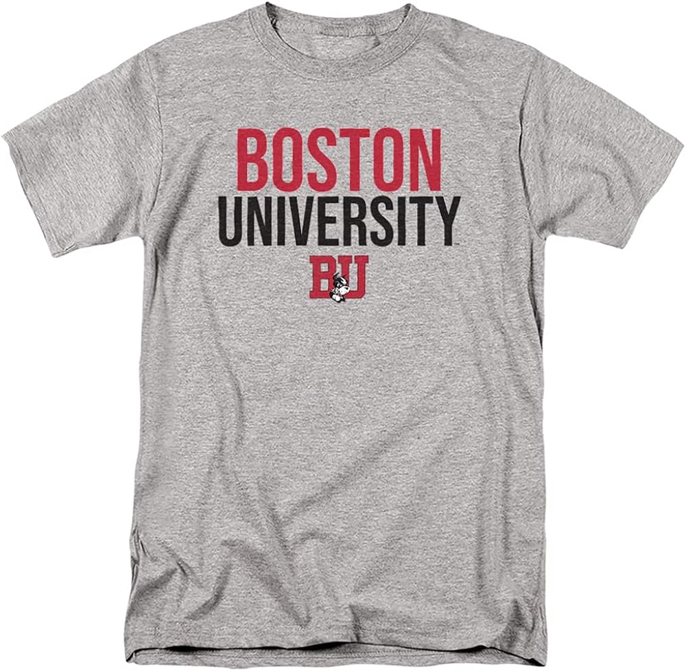 Amazon.com: Boston University Official Stacked Unisex Adult T Shirt ...