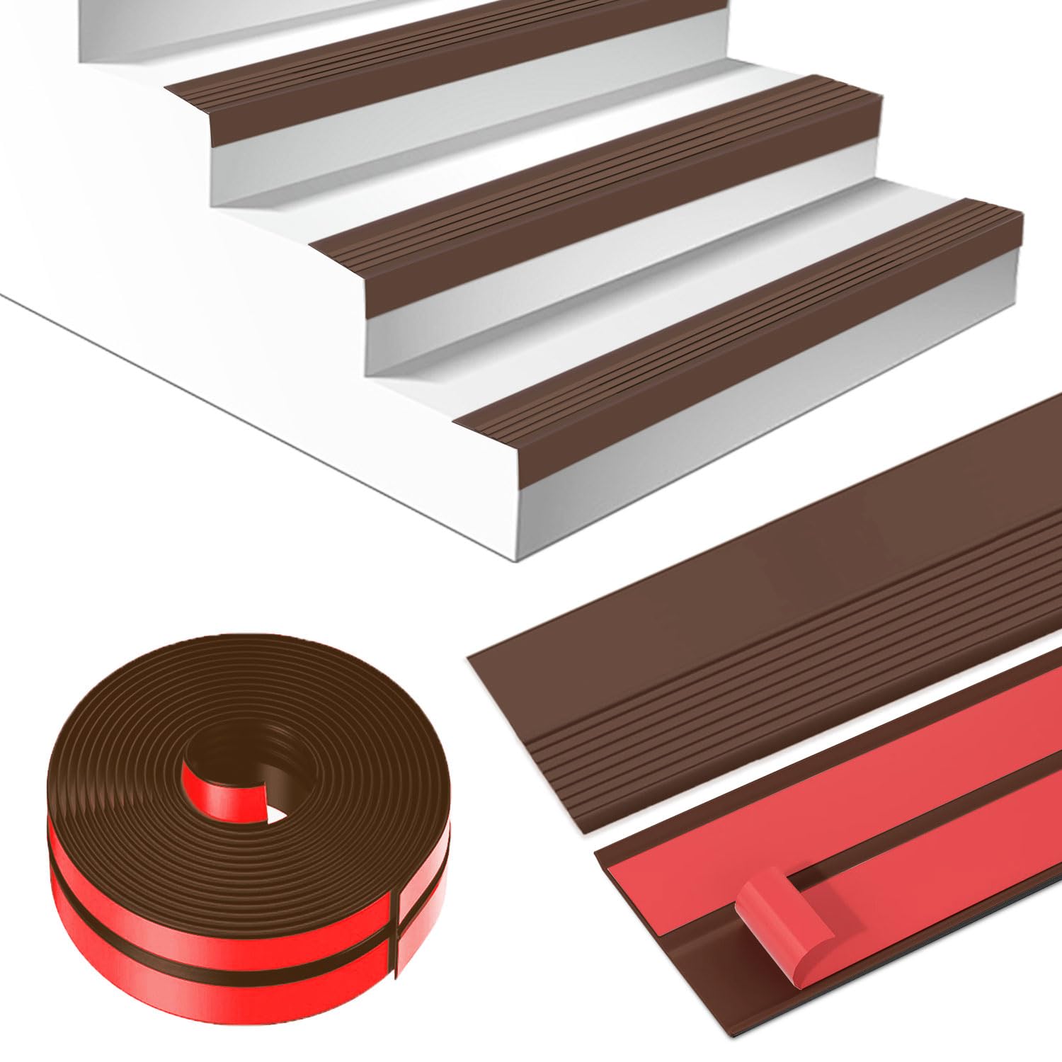 Vinyl Rubber Stair Nosing,7FT Stair Edge Trim,Self Adhesive Stair Edge ...