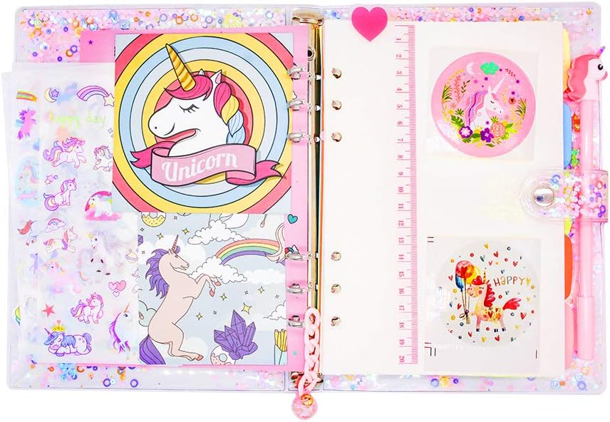 Diary with Stickers QearFun DIY Unicorn Glitter Journal Set Planner Pen ...