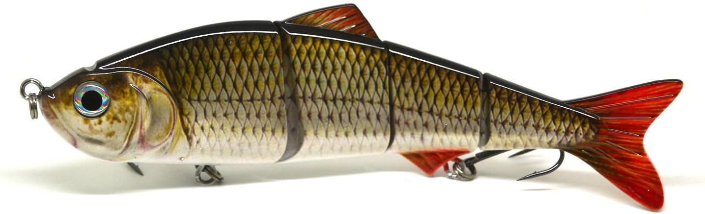 FISHIN ADDICT EXTRA LARGE Swimbait Multi Jointed Fishing Lure Bronze ...