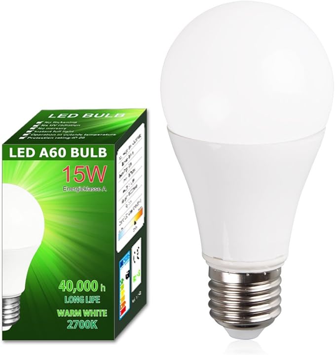 Super Bright 15w E27 LED Light Bulbs, Warm White(2700K), 1500 Lumens ...