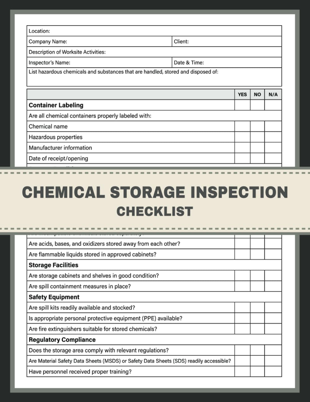 Mua Chemical Storage Inspection Checklist: Chemical Storage Safety ...