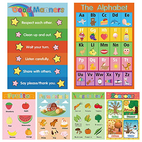 EAONE 22 Pack Educational Preschool ABC Poster with 100 Pieces for ...