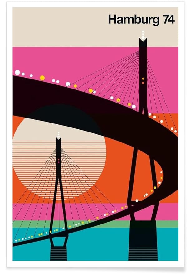 JUNIQE Posters 30x45cm Hamburg Retro - Design Hamburg 74" (Format ...