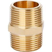 U.S. Solid Brass Pipe Fitting, Hex Nipple, 3/4" x 3/4" NPT Male Pipe Adapter - - Amazon.com