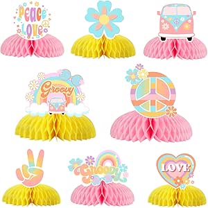 Amazon.com: 8 Pieces Groovy Honeycomb Centerpieces, Groovy Hippie Party ...