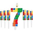 Amazon.com: 7 Pcs Building Block Themed Birthday Candles Set Building ...