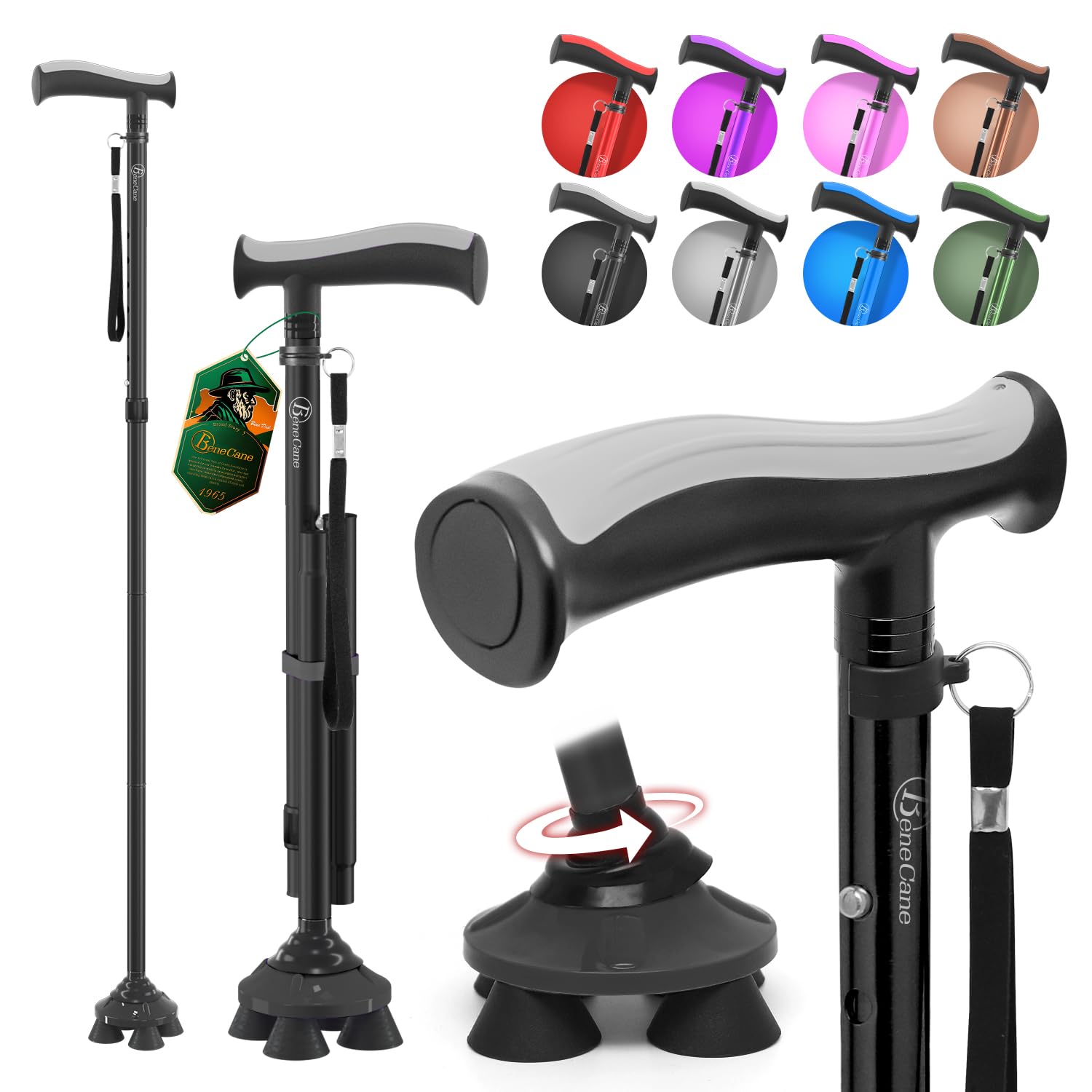 BeneCane Walking Cane for Men & Women Walking Stick for Seniors Folding ...