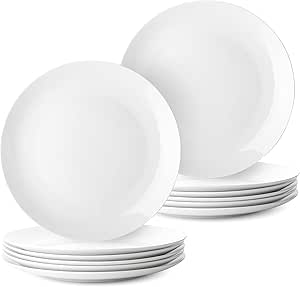 Amazon.com | BTaT- White Dinner Plates, Set of 12, White Plates, White ...