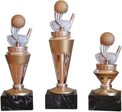 RaRu 3er-Serie Golf/Minigolf-Pokale (RH) auf Marmorsockel mit ...