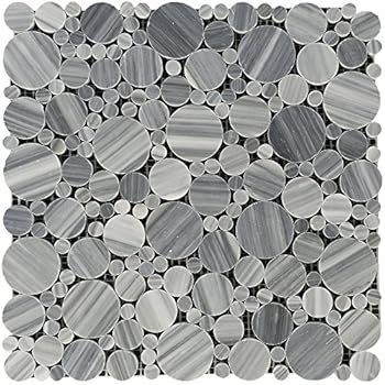Bardiglio Gray Vein-Cut Marble Bubbles Mosaic Tile, Polished (SAMPLE ...