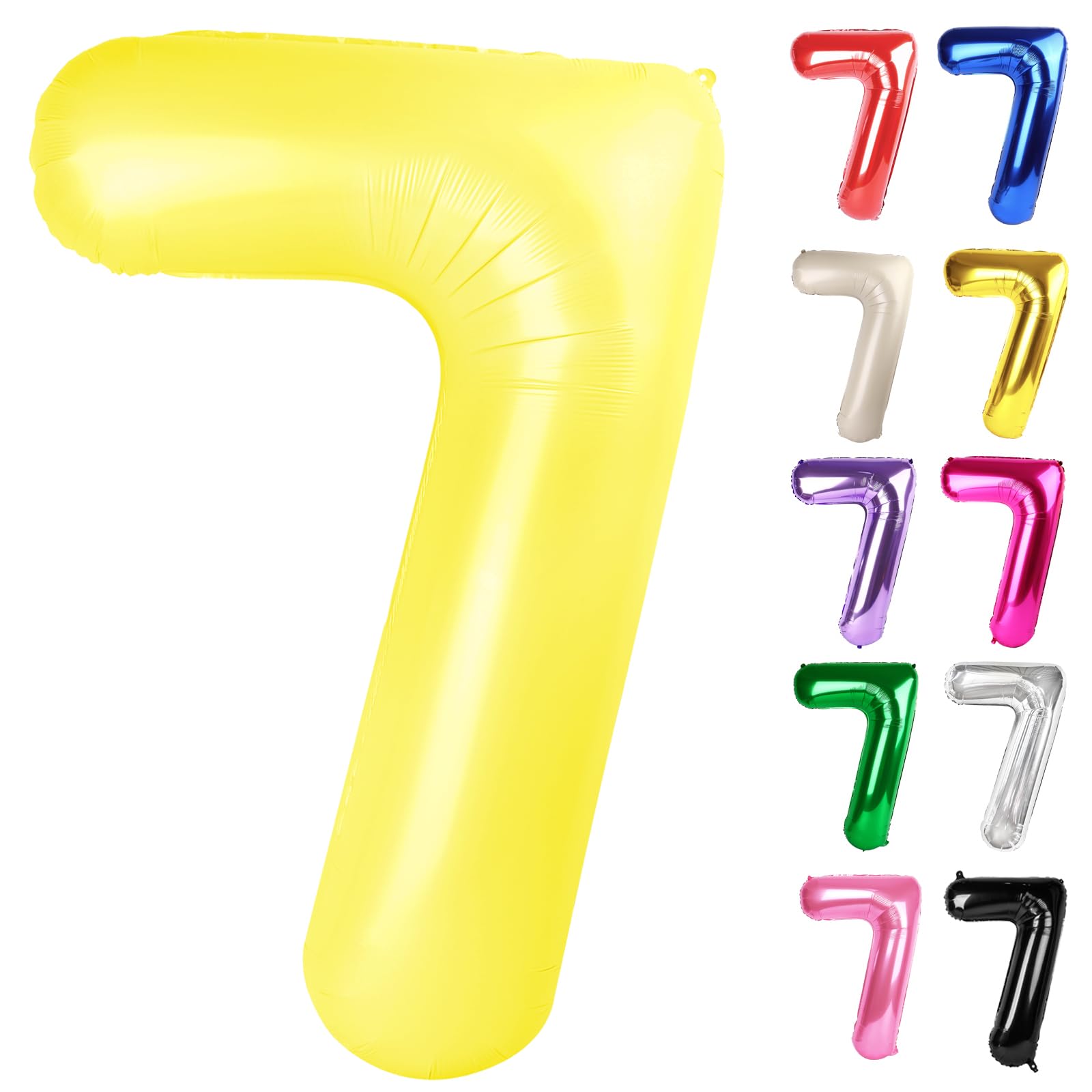 Macaron Yellow Number 7 Balloon 40 Inch, 7 Balloon Number, 7th Birthday ...