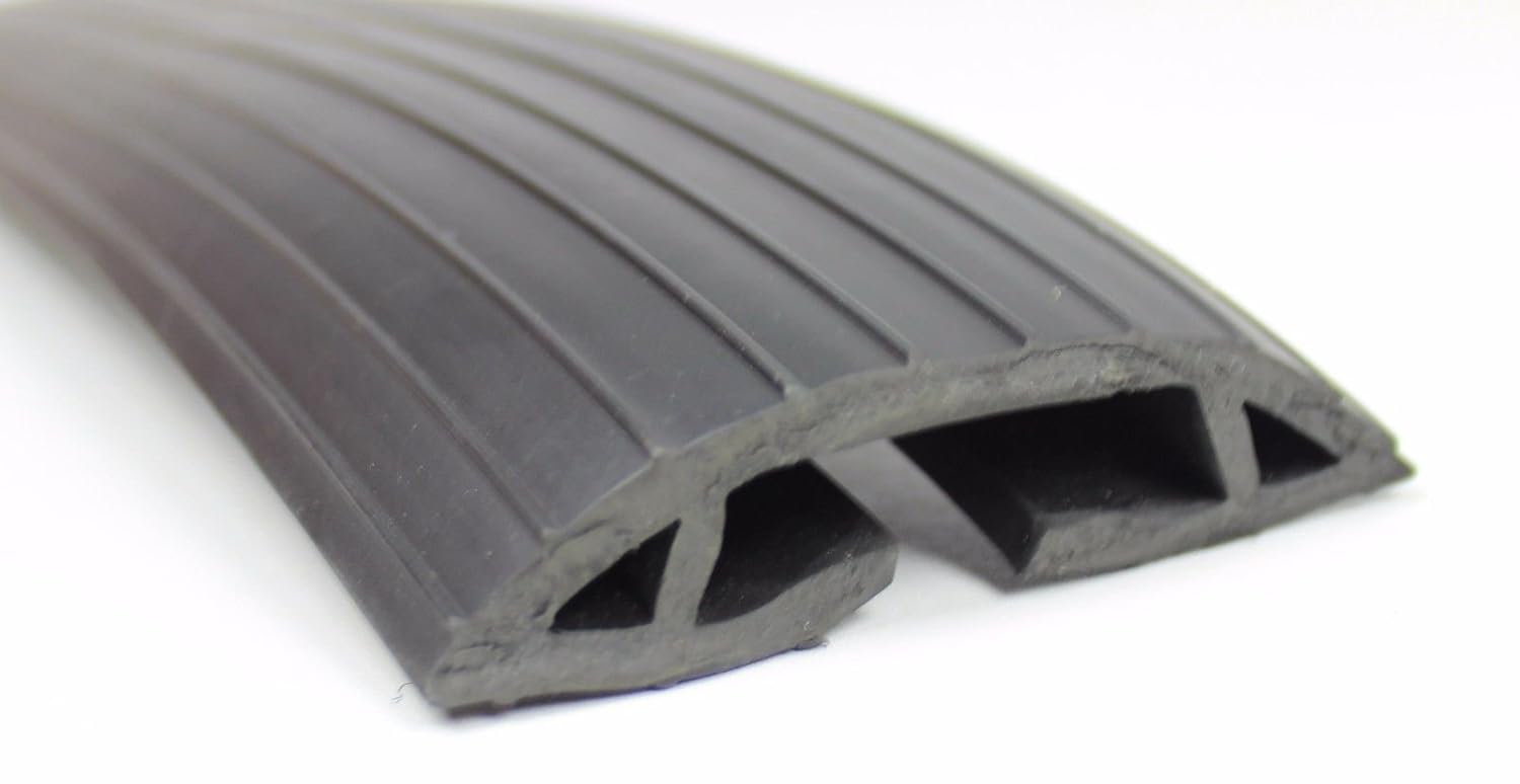 Large 38x16mm Black Floor Cable Wire Lead Tidy Cover Trunking Protector ...