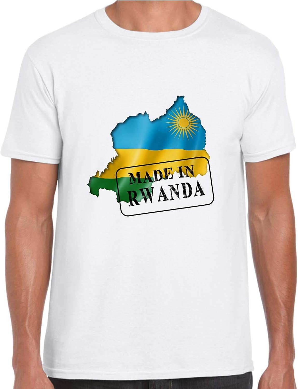Mens Made in Rwanda T Shirt - Flag and Map, Country, Gift, Tee: Amazon ...