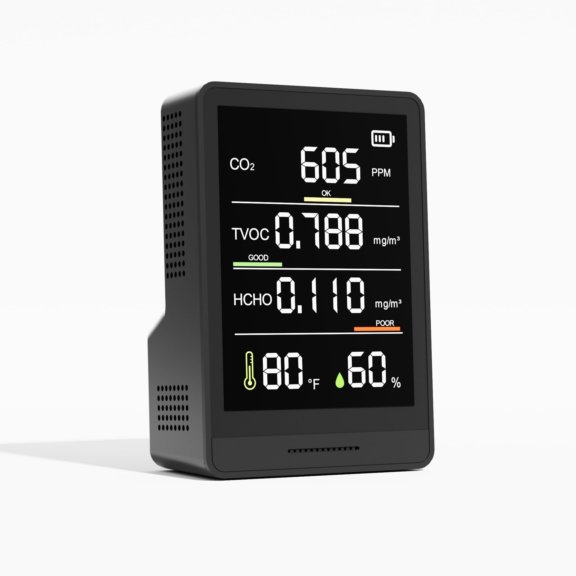 Pinotec Air Quality Monitor Indoor, 5-in-1 Professional Air Quality ...