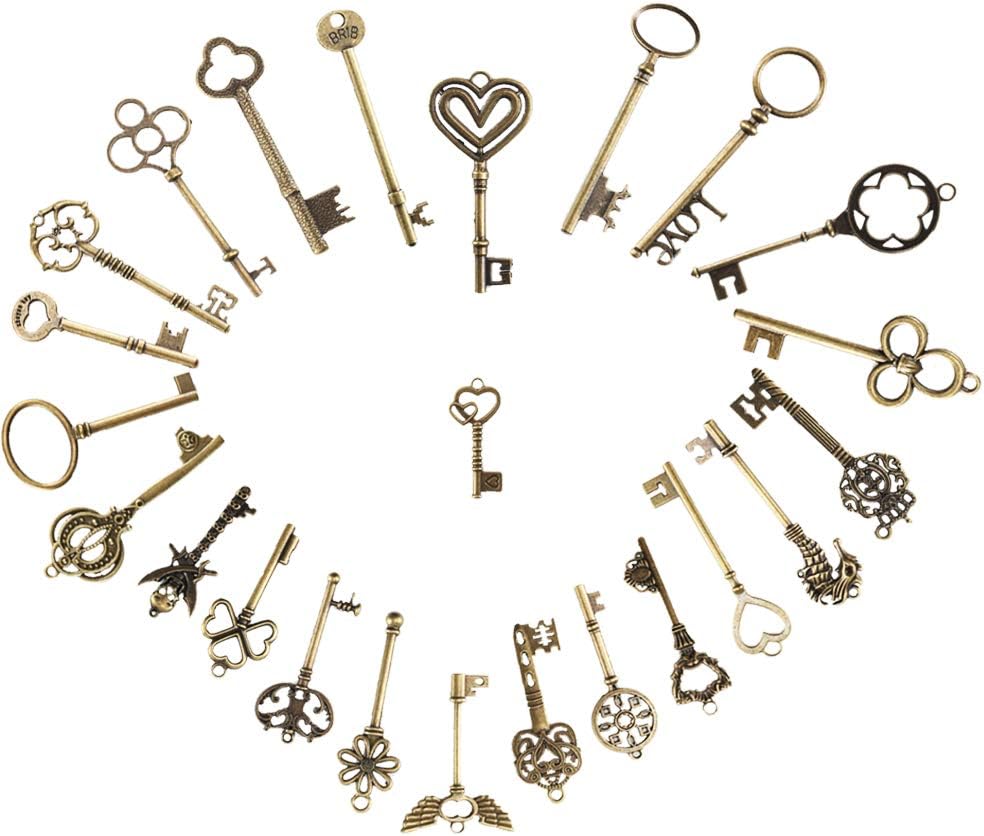 NACTECH 24pcs Llaves Antiguas Colgantes Vintage Llaves de Esqueleto ...